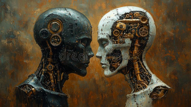 Illustration Presents Striking Statue Split in Two Featuring One Half ...