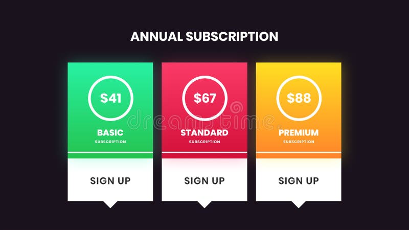 Illustration of Pricing Subscription Plan Table Template, UI UX ...