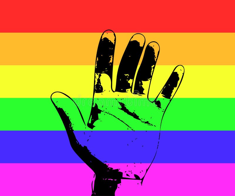 Illustration of Pride Flag and Hand Stock Illustration - Illustration ...