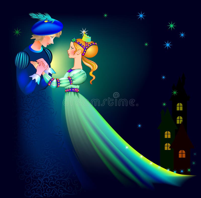 Illustration of Prince and Princes Dancing. Stock Vector - Illustration ...