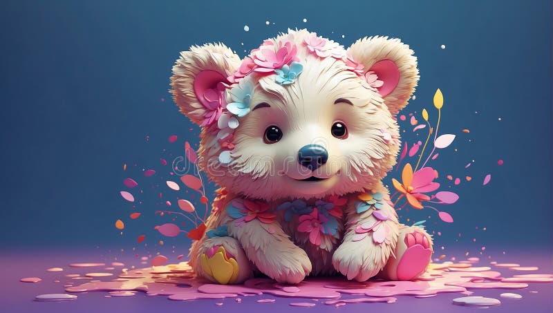Illustration of a Print of a Cute Colorful Bear Stock Illustration ...