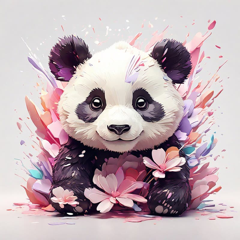Illustration of a Print of a Cute Colorful Panda Stock Illustration ...