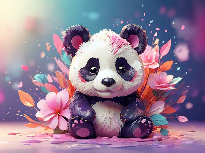 Illustration of a Print of a Cute Colorful Panda Stock Illustration ...
