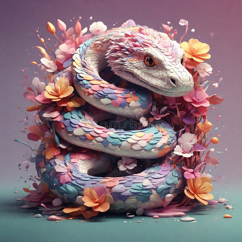 Illustration of a Print of a Cute Colorful Snake Stock Illustration ...