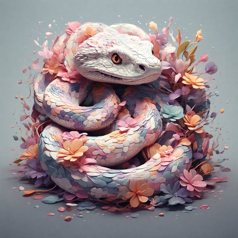 Illustration of a Print of a Cute Colorful Snake Stock Illustration ...