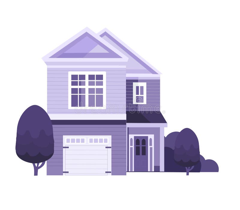 Illustration of a Private House with a Garage Stock Vector ...
