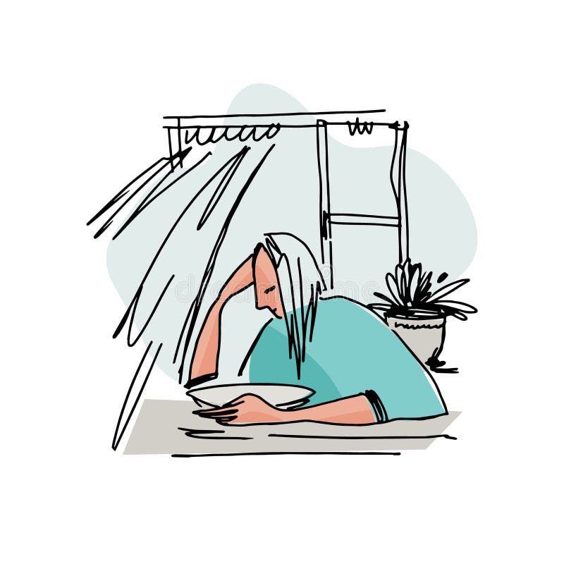 Illustration about the Problem of Eating Disorder - Using Sketch ...