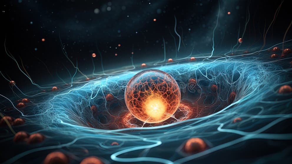Illustration of the Process of Dividing the Atomic Nucleus Stock Photo ...