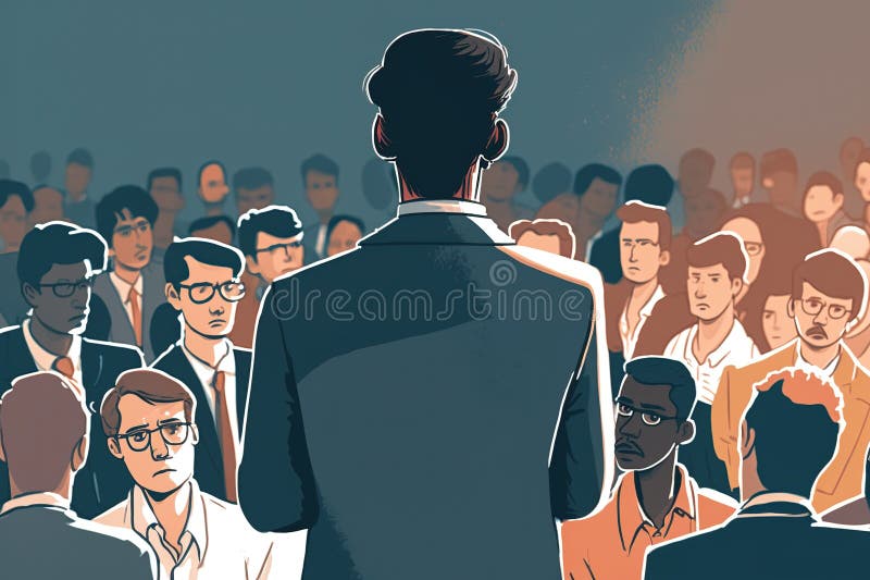 Illustration of a Professor with His Back Communicating, Giving a ...