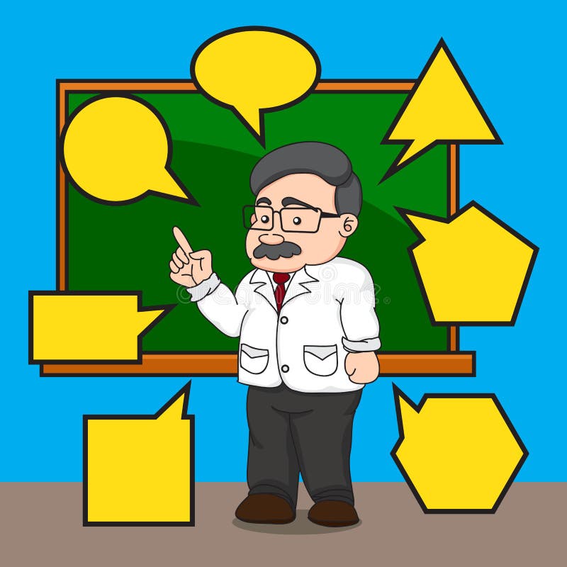 Illustration of a Professor or Teacher at a Chalkboard with Text Box ...
