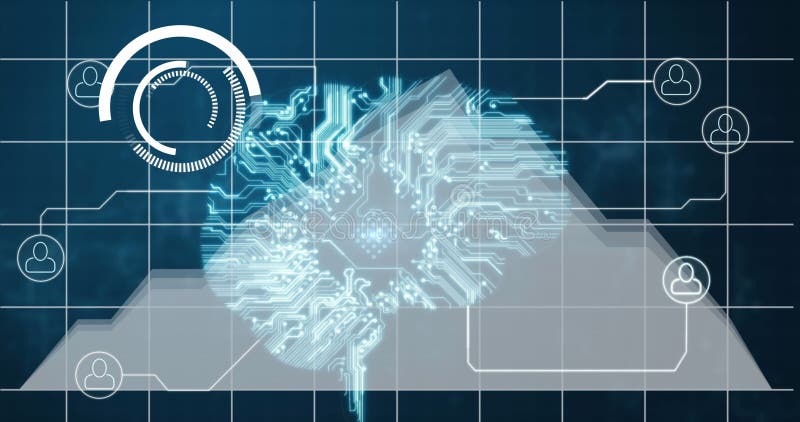 Illustration of Profile Icons Connected with Human Brain and Grid ...