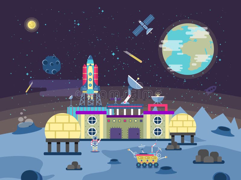 Colonization of Moon Vector Concept Illustration Stock Vector ...