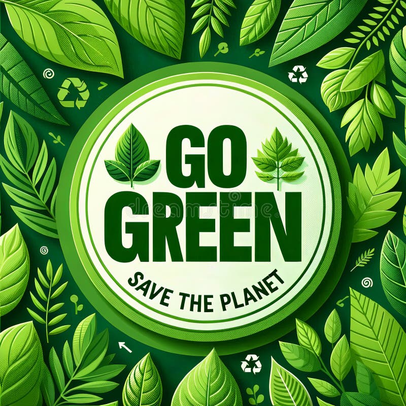Illustration Promoting Go Green Initiative, Featuring Circular ... Illustration Promoting Go Green Initiative, Featuring Circular ...