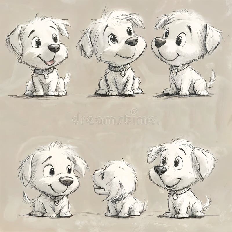 Illustration of Puppy Dog from Different Angles. Children S Book Stock ...
