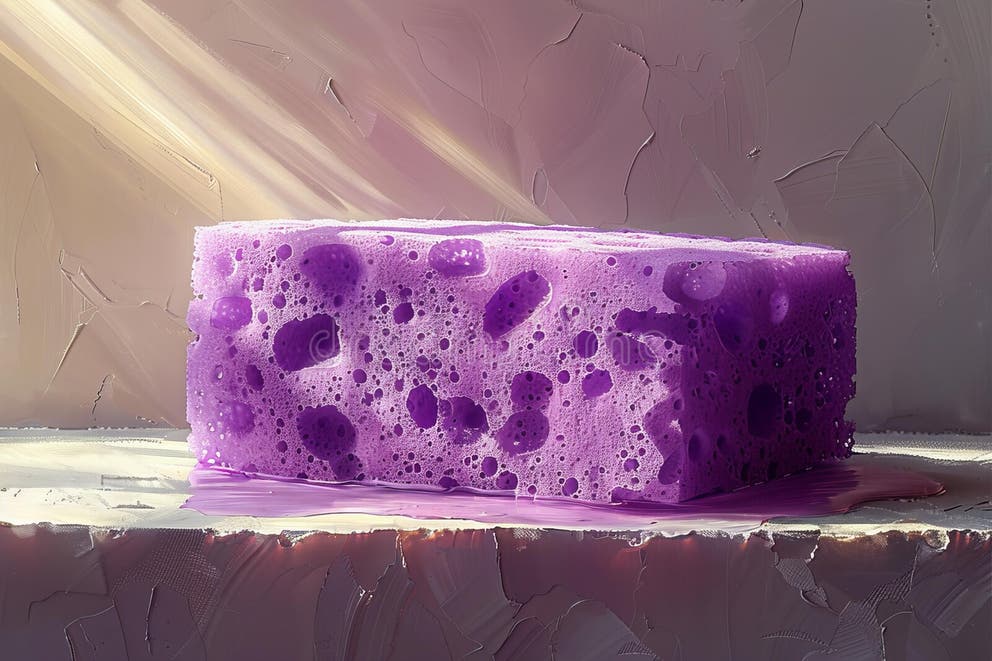 Illustration of Purple Colored Sponge is Sitting on a White Surface ...