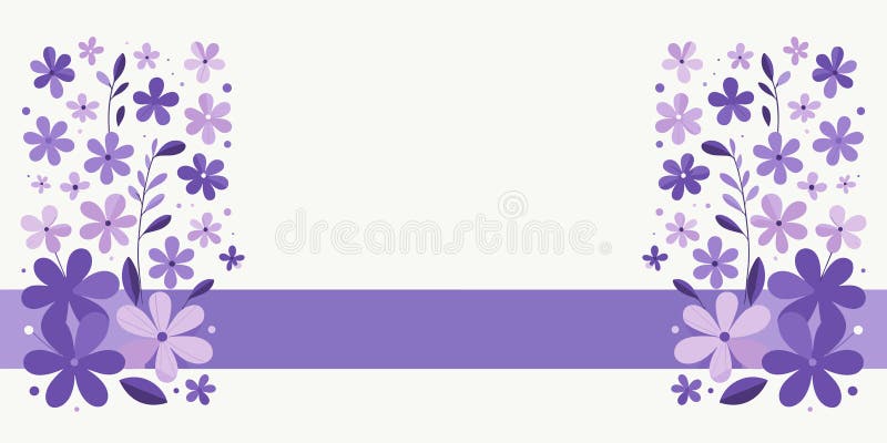 Illustration of a Purple Floral Background and Border with Space for ...