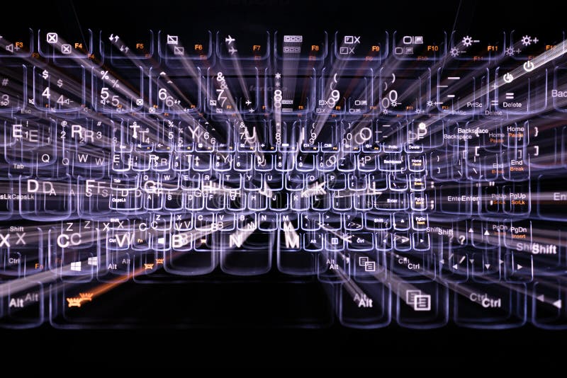 Illustration of a Purple Keyboard Pattern Shining on a Black Background ...