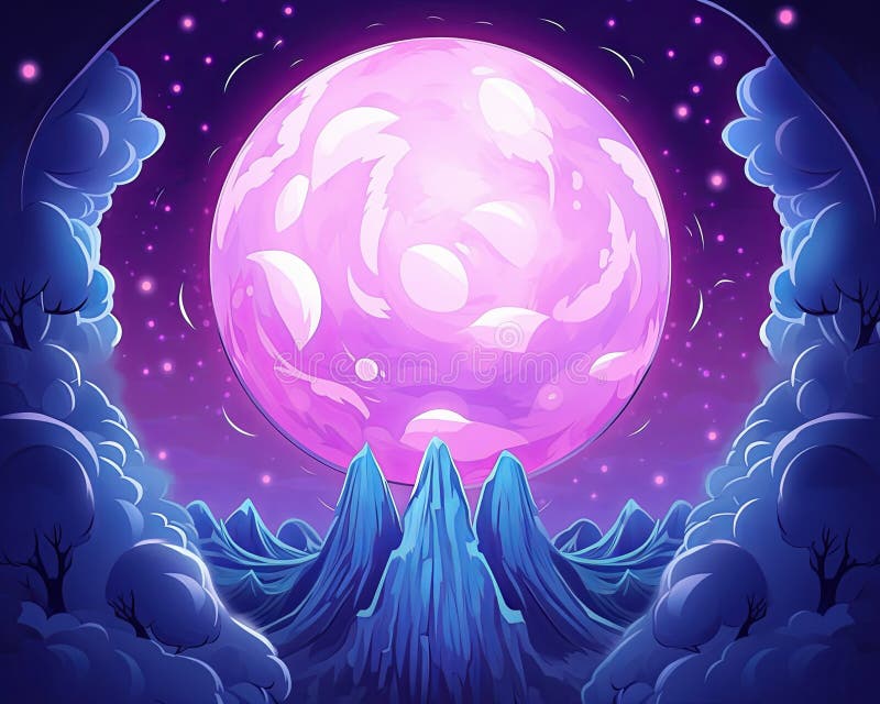 An Illustration of a Purple Moon in the Sky Stock Illustration ...