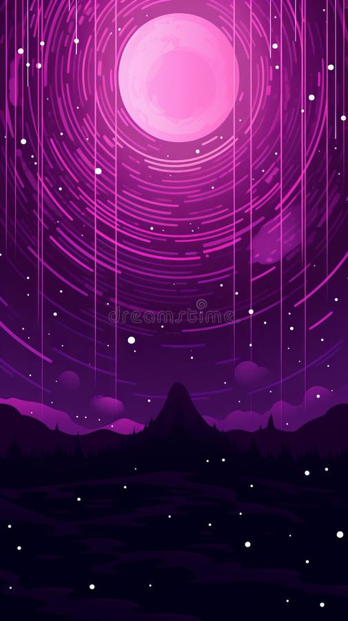 An Illustration of a Purple Night Sky with Stars Stock Illustration ...