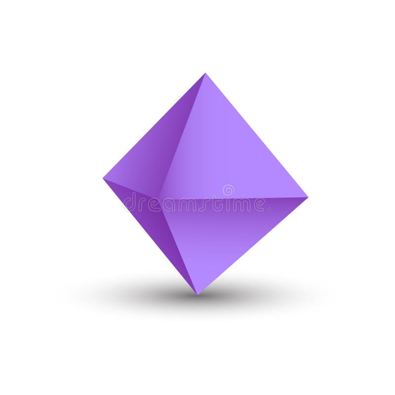 Illustration of a Purple Octahedron on a White Background with a ...