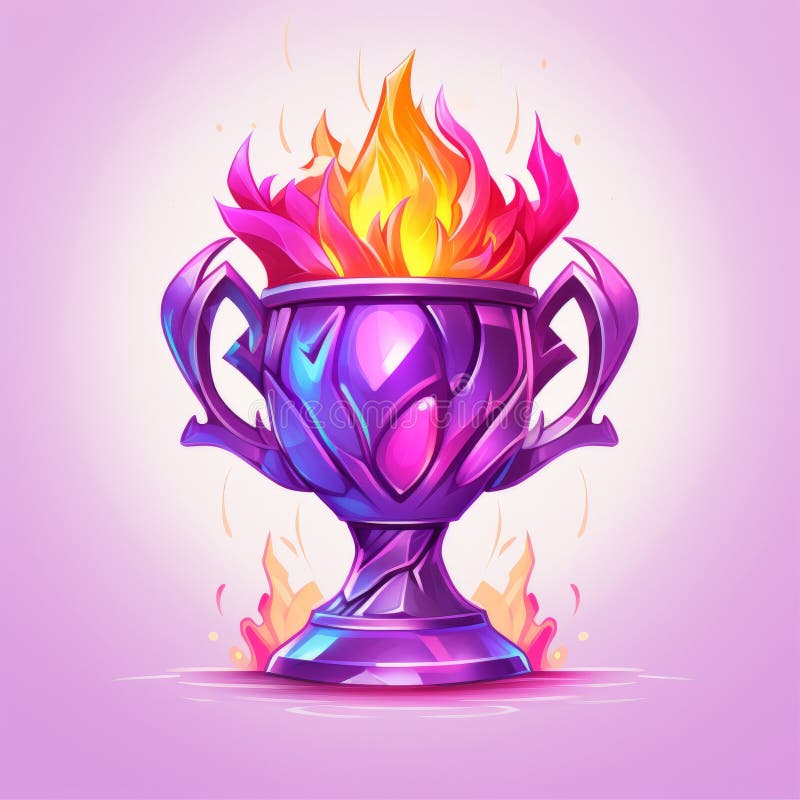 An Illustration of a Purple Trophy Cup with Flames on it Stock ...