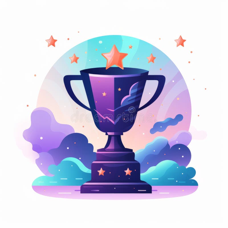 An Illustration of a Purple Trophy Cup with Stars on it Stock ...