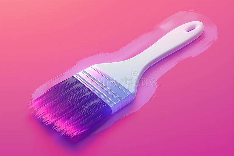 A Purple and White Paintbrush with a Pink Background, Creating an ...
