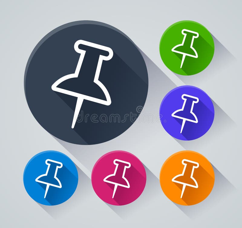 Push pin icons with shadow stock vector. Illustration of green - 119746833