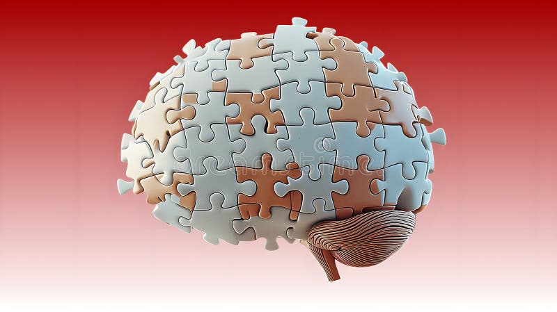 Illustration of a Puzzle-shaped Human Brain Stock Illustration ...
