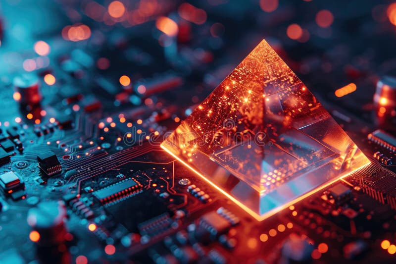 Illustration of a Pyramid on a Circuit Board, Symbolizing the Fusion of ...