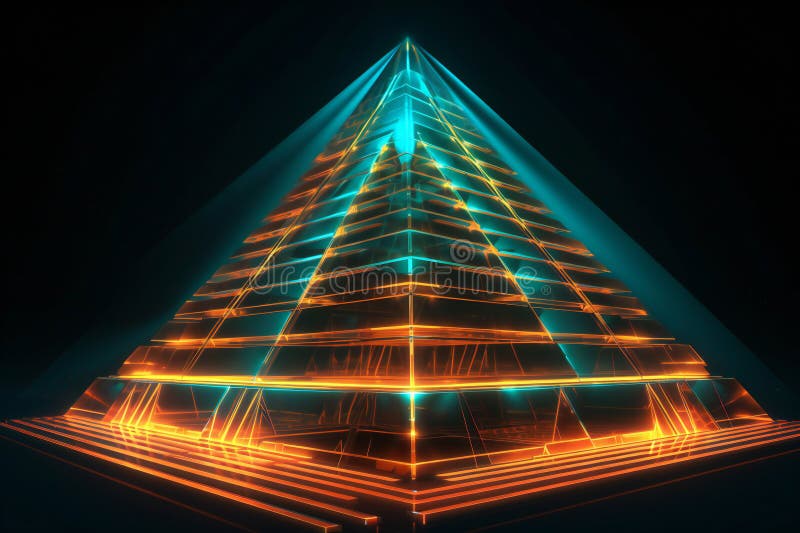 Pyramid Consisting of Glowing Stripes, Abstract, Backgrounds Stock ...