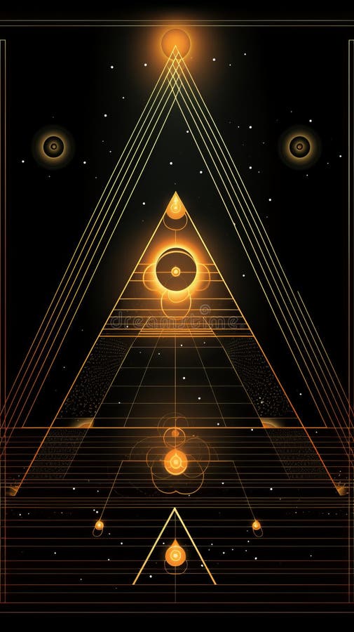 An Illustration of a Pyramid with Glowing Lights on it Stock ...