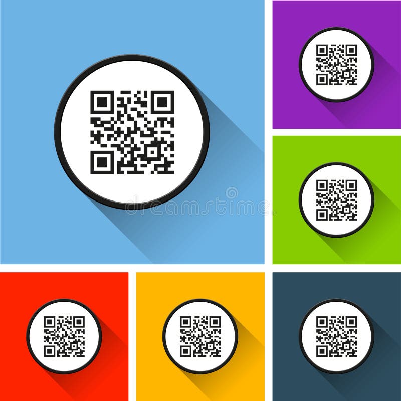 Qr Code Icons with Long Shadow Stock Vector - Illustration of flat ...