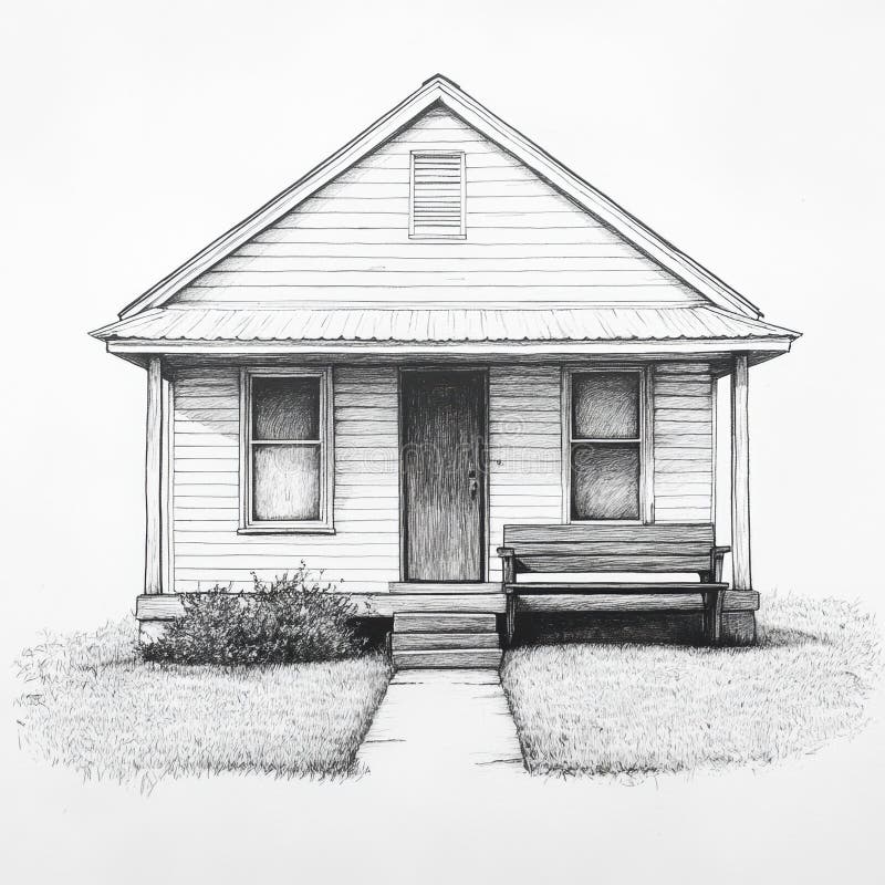 Illustration of a Quaint Simple House with a Front Porch Stock ...