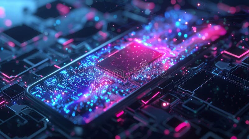 An Illustration of a Quantum Computer Chip Embedded into a Smartphone ...