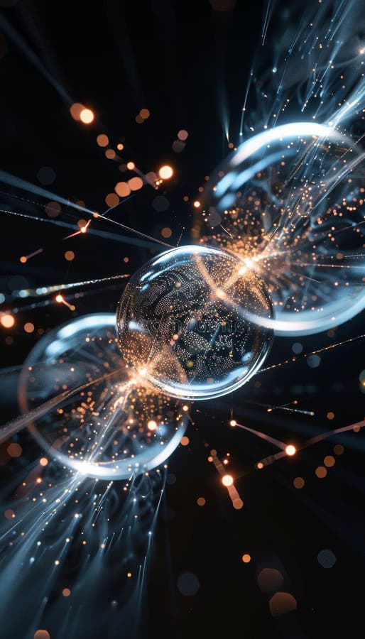 Illustration of Quantum Entangled Photons Linked by Luminous Beams ...