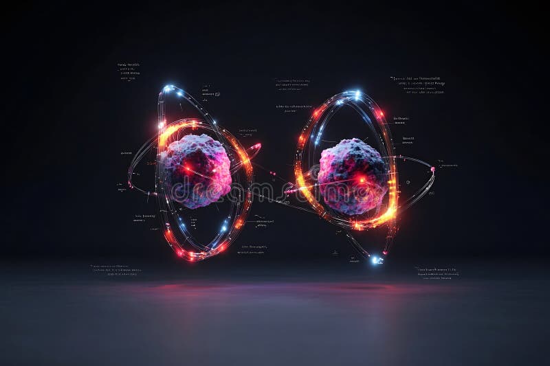 Illustration of Quantum Entanglement with Two Particles Stock Photo ...