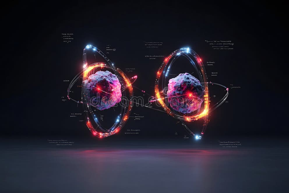 Illustration of Quantum Entanglement with Two Particles Stock Photo ...