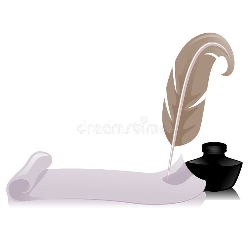 Illustration of Quill and Paper Stock Vector - Illustration of drawing ...