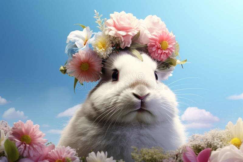 Illustration of a Rabbit in a Flower Crown Stock Illustration ...