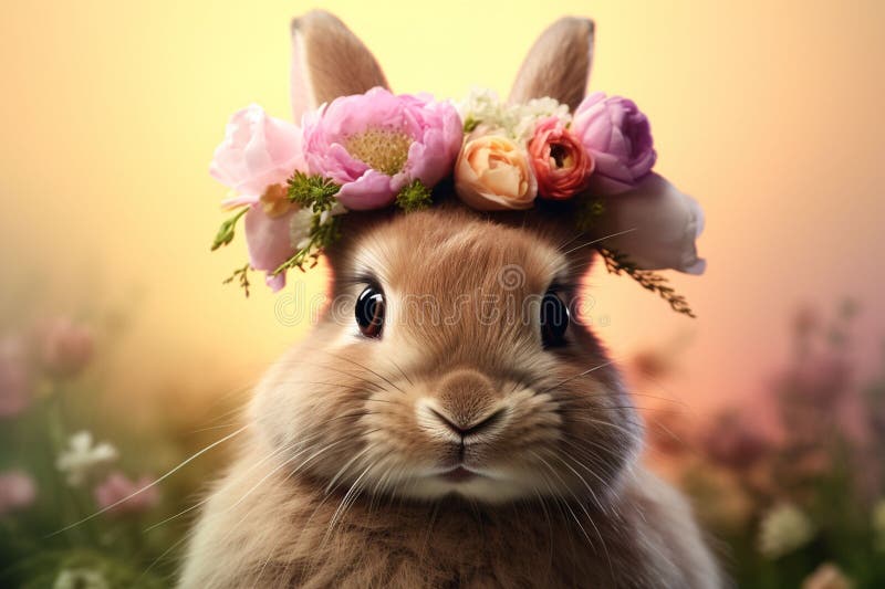Illustration of a Rabbit in a Flower Crown Stock Illustration ...