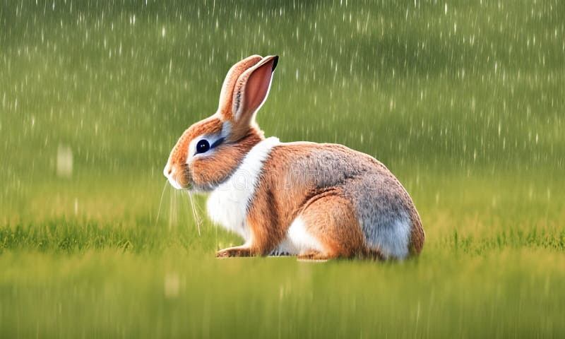 Illustration of a Rabbit in the Rain Stock Illustration - Illustration ...
