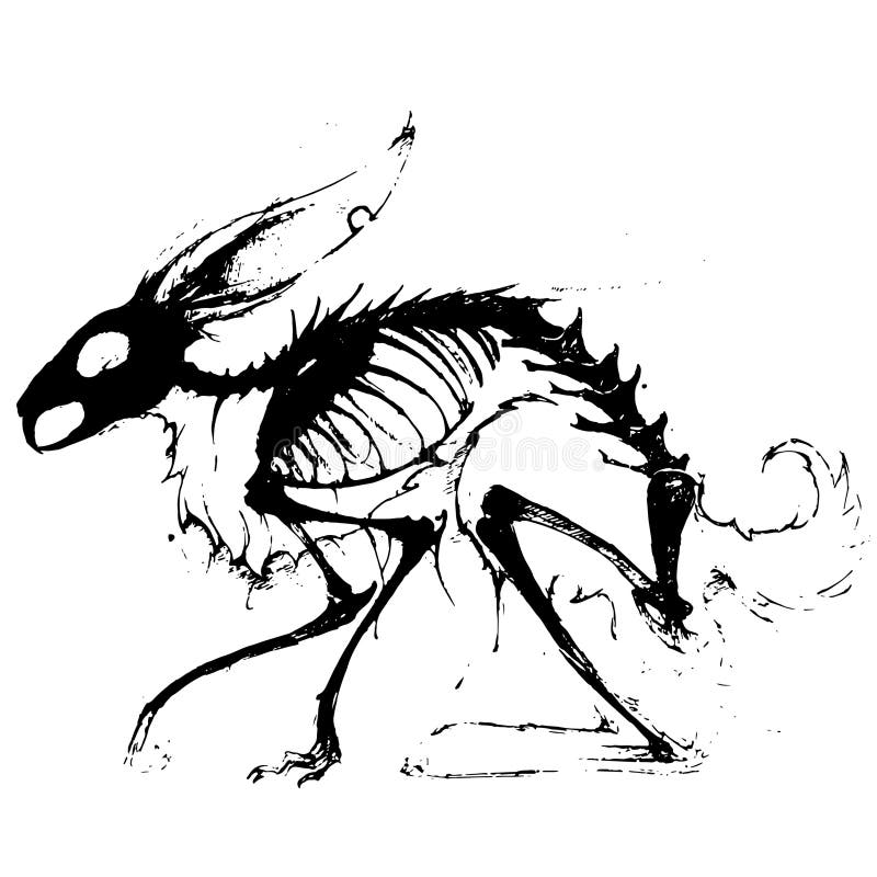 Illustration of a Rabbit Skeletal System on a White Background. Stock ...