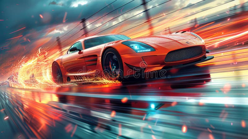 Illustration of Racing Cars in the Night Stock Illustration ...