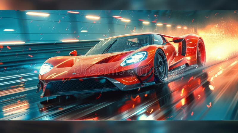 Illustration of Racing Cars in the Night Stock Illustration ...