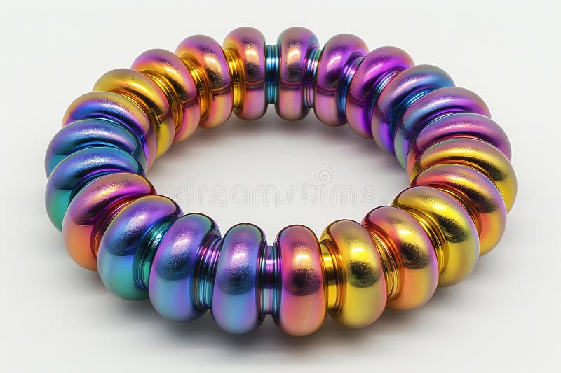 Rainbow Anodized Titanium Body Ring with Solid Sphere Tip, White ...