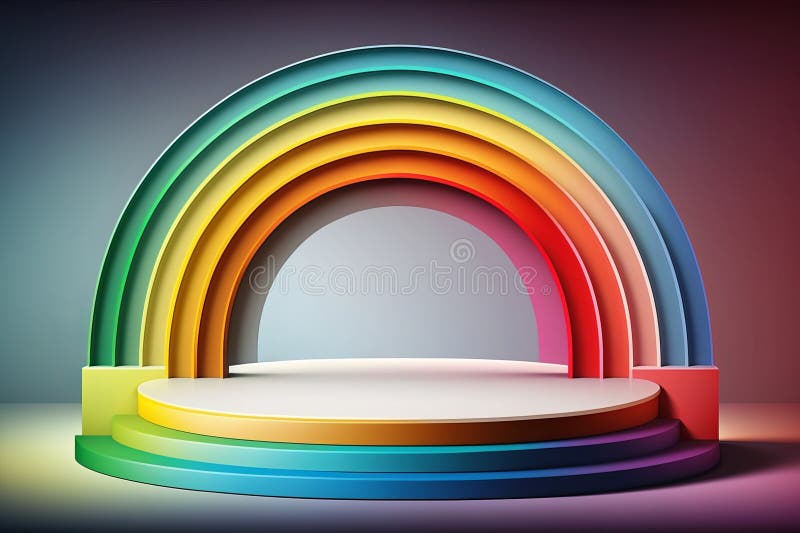 Illustration Rainbow Color Platform Stage Podium, Generative AI Stock ...