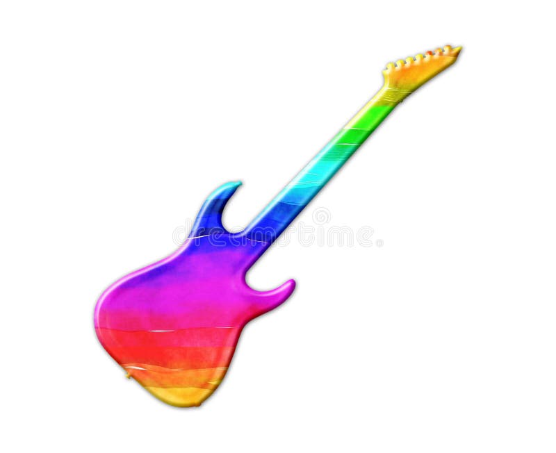 Illustration of a Rainbow-colored Electric Guitar Isolated on a White ...