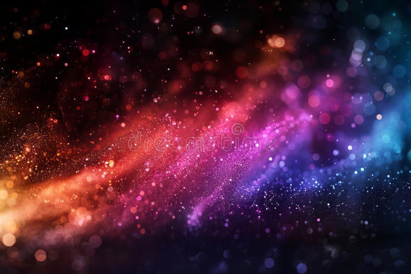 Illustration of Rainbow Colored Particles, Glitter Effect on a Black ...