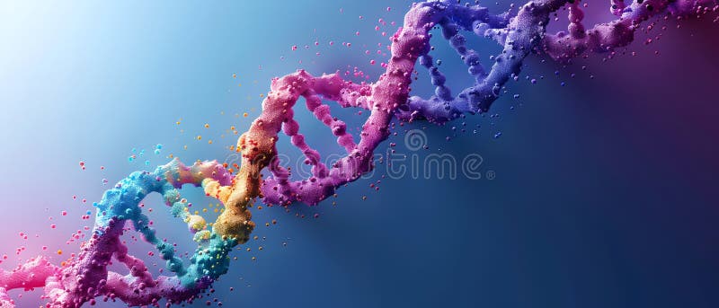 Illustration of Rainbow DNA on a Blue Background. Suitable for ...